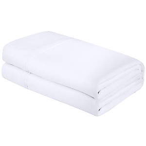 Royale Linens California King Flat Sheet - Ultra Soft Brushed 1800 Microfiber Flat Sheets Only - Wrinkle Free & Stain Resistant - Hotel Quality Top Sheet for Bed (King Cal, White)