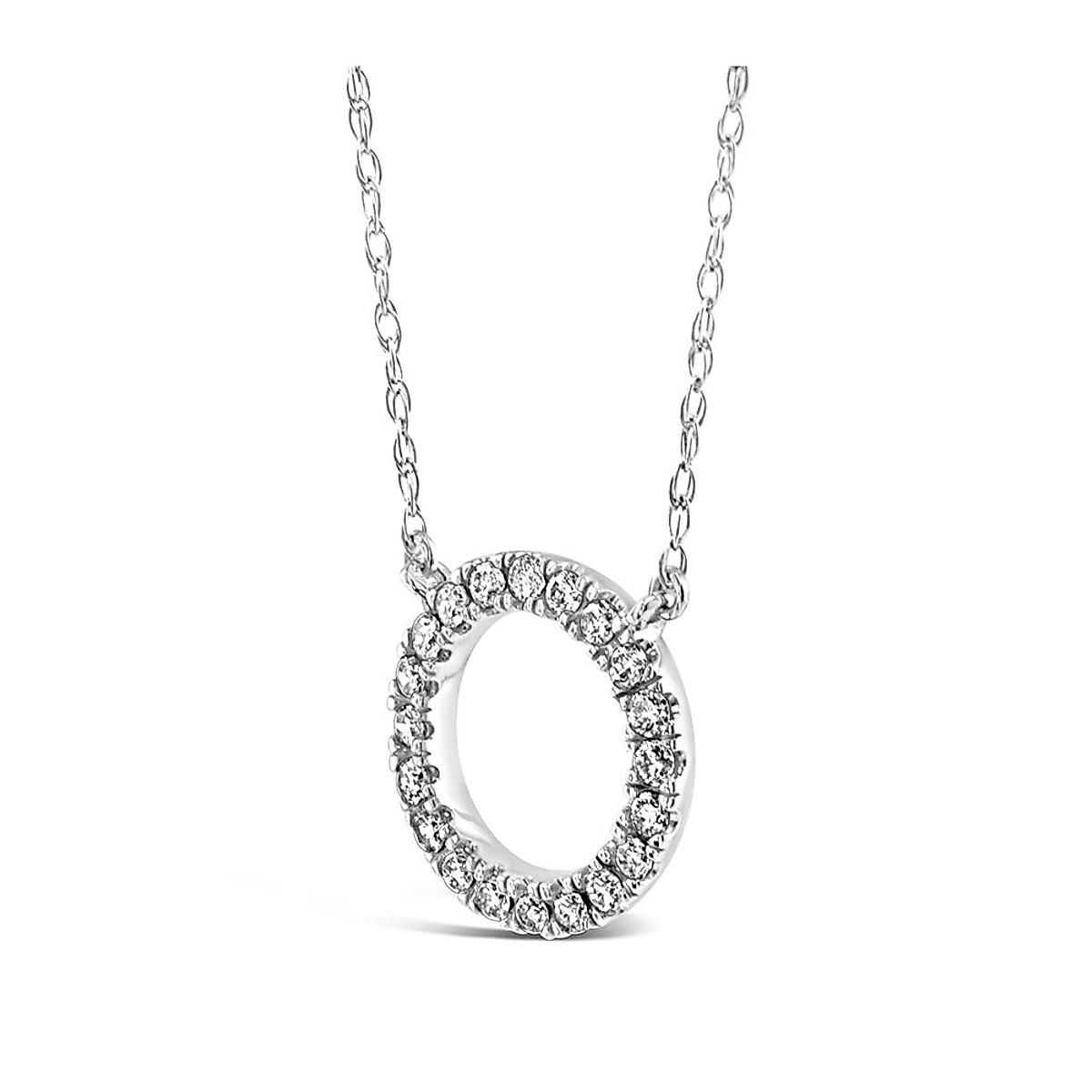 Women's 1/5 Cttw Diamond Necklace in 10K White Gold, Diamond Circle Pendant Necklace with 16-18 Inch Adjustable Chain, Gold Necklace for Women, (H-I Color, I2 Clarity), by Brilliant Expressions