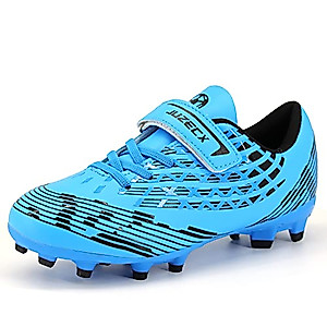 Juzecx Girls Soccer Cleats Boys Soccer Shoes Kids Football Shoes FG/AG Soccer Athletic Cleats Child Indoor Outdoor Soccer Training Shoes Blue 3.5 Big Kid