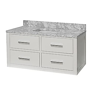Kitchen Bath Collection Helsinki 48-inch Floating Bathroom Vanity (Carrara/White): Includes White Cabinet with Carrara Countertop and White Ceramic Sink