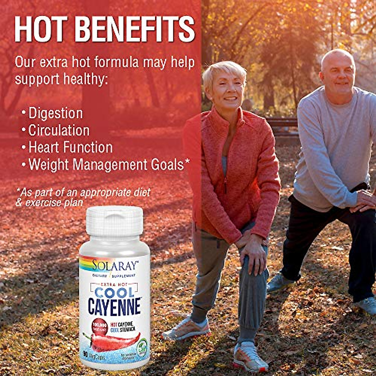 SOLARAY Extra Hot Cool Cayenne 100,000 HU | Healthy Digestion, Metabolism & Cardiovascular Support | 90 VegCaps