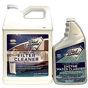 Black Diamond Stoneworks Ultimate Spa Filter Cleaner Fast-Acting Spray for Hot Tub & Pool Filters 1-Gallon and Ultimate SPA and Pool Natural Enzyme Water Clarifier Treatment 1-Quart.