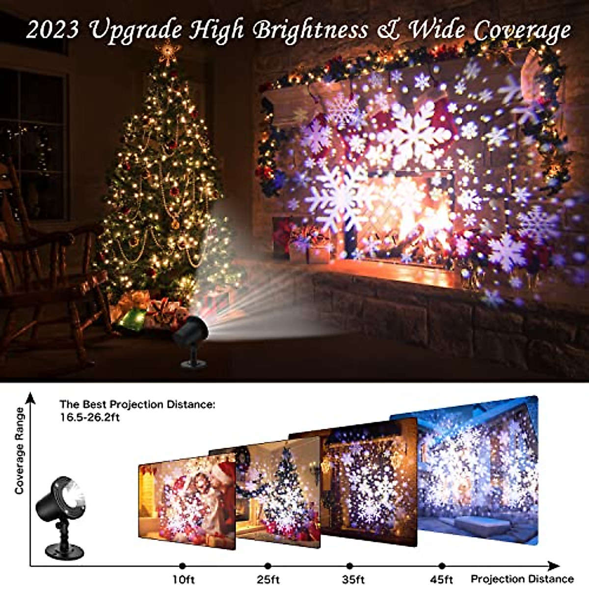 Christmas Projector Lights Outdoor - Waterproof LED Snowflake Projector Lights for Xmas Holiday Home Party Garden Decorations