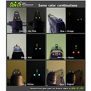 Glow-On Original, Original White Day Color and Green Glow. Gun Night Sights Paint, Small 2.3 ml vial. Concentrated Bright, Long Lasting Glow.
