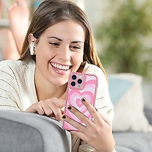 AIGOMARA Compatible with iPhone 11 Pro Max Case Pink Heart Print Cute Pattern Case for Women Girl Full Camera Protective Soft TPU Shockproof Phone Cover for iPhone 11 Pro Max