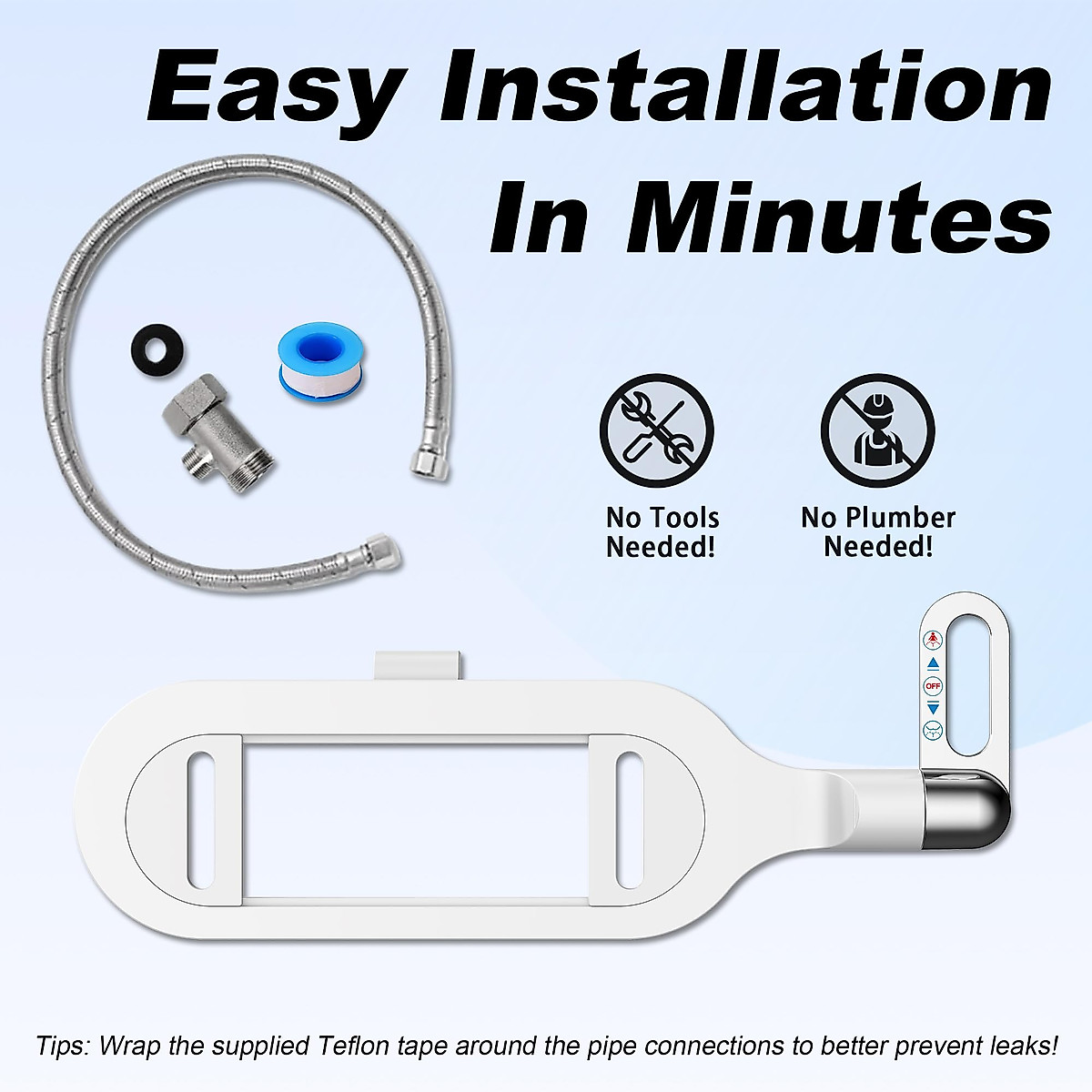 jeriussg Bidet Attachment for Toilet,Ultra-Slim,Dual Nozzle, Non-Electric Bidet Attachment for Toilet Seat with Stainless Steel Regulator,Adjustable Water Pressure, Rear and Feminine Wash