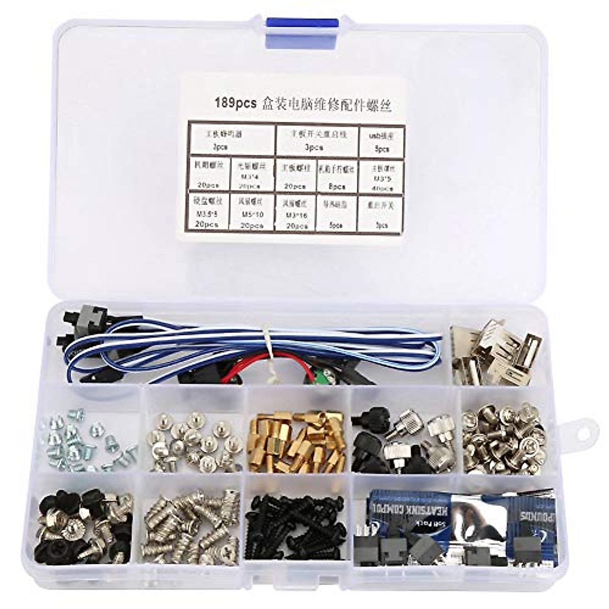 Nitrip 189Pcs Motherboard Hard Disk Screws PC Assortment Kit Computer Repairing Accessories