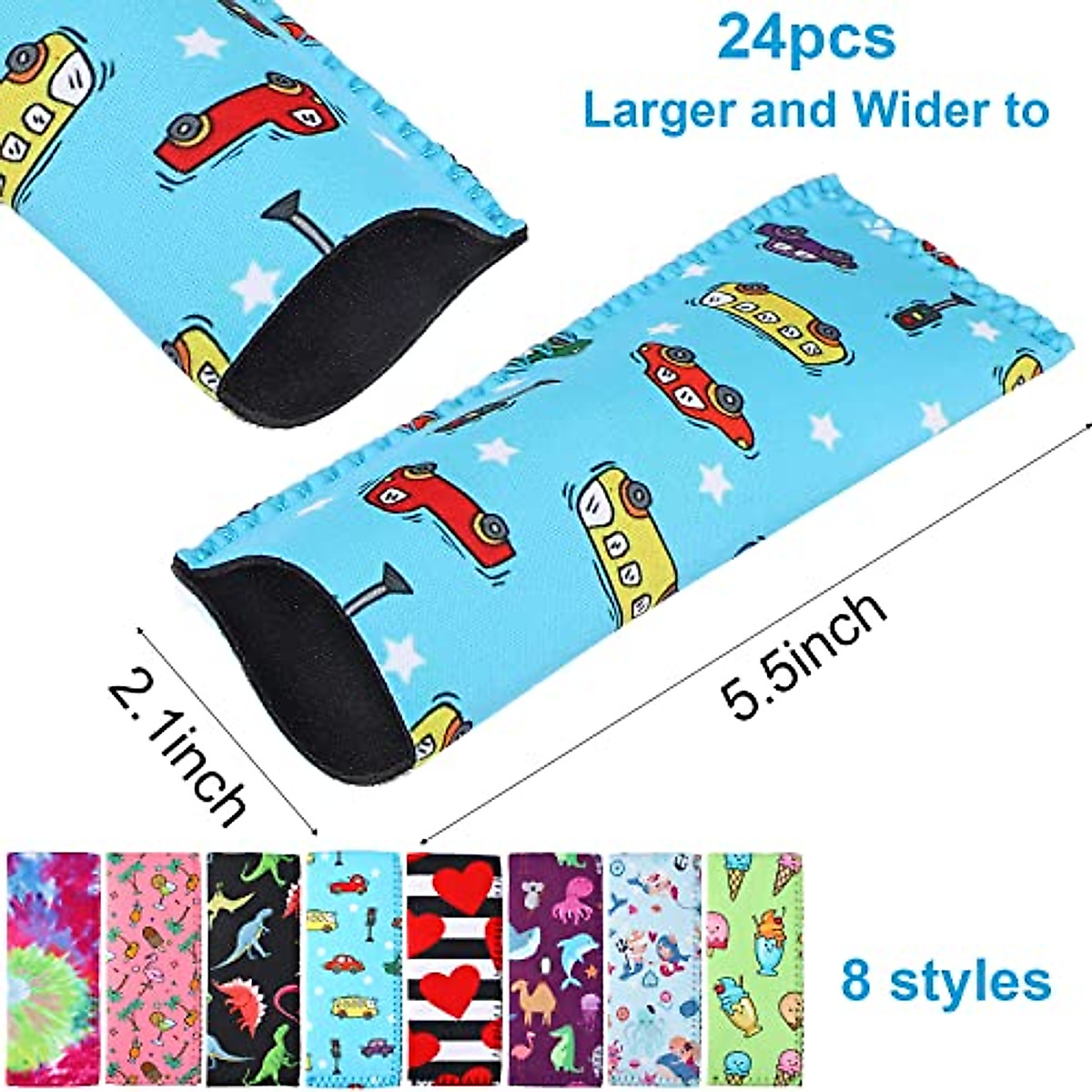 24 Pack Ice Pop Sleeves Neoprene Freezer Pop Sleeve Popsicle Covers Holders Bags BPA-Free for Kids Party Supplies (Colorful)