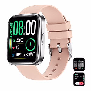 EBAKIN Smart Watch(Answer/Make Call) 1.69'' Fitness Tracker with IP67 Waterproof, Heart Rate Blood Pressure/Oxygen Monitor, Sleep Monitor, Pedometer, Stopwatch Activity Tracker for Men Women (Pink)