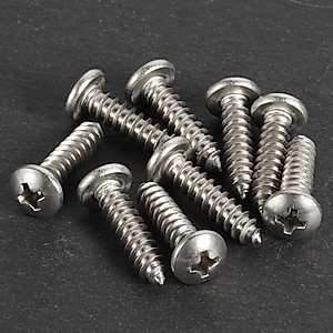 #4 x 1 Pan Head Wood Screw Self Tapping Screws, 304 Stainless Steel 18-8, Bright Finish, Pack of 100