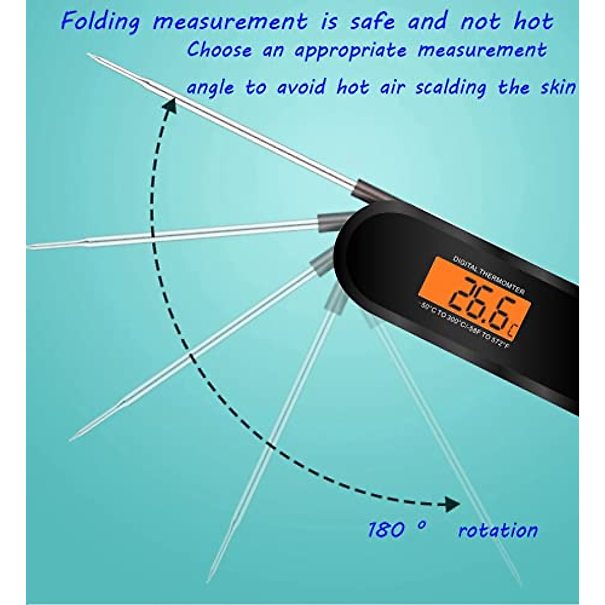 Digital Meat Thermometer for Cooking with Probe and Backlight，IP67 Waterproof CookingThermometer for Grilling BBQ, Kitchen Cooking,Candy,Oil and Roast Turkey ,Instant Read Thermometer Digital(Black)