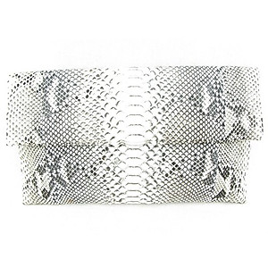 Pelgio Genuine Python Snake Skin Leather Soft Fold Clutch Bag Purse (Scale Reticulated Matte Natural)