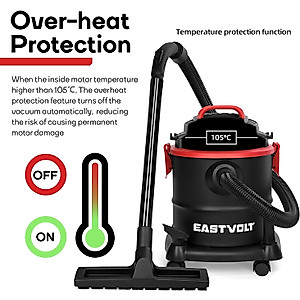 Eastvolt Wet Dry Vacuum Cleaner, 5 Gallon 5.5 Peak HP 3 in 1 Blower, Hepa Filtration Dry Wet Suction for Home, Garage, Vehicle, Workshop (K-411F)