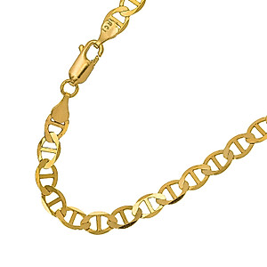 JewelStop 10k Solid Yellow Gold 3.2 mm Mariner Chain Bracelet, Lobster Claw - 7 Inches, 1.7gr.