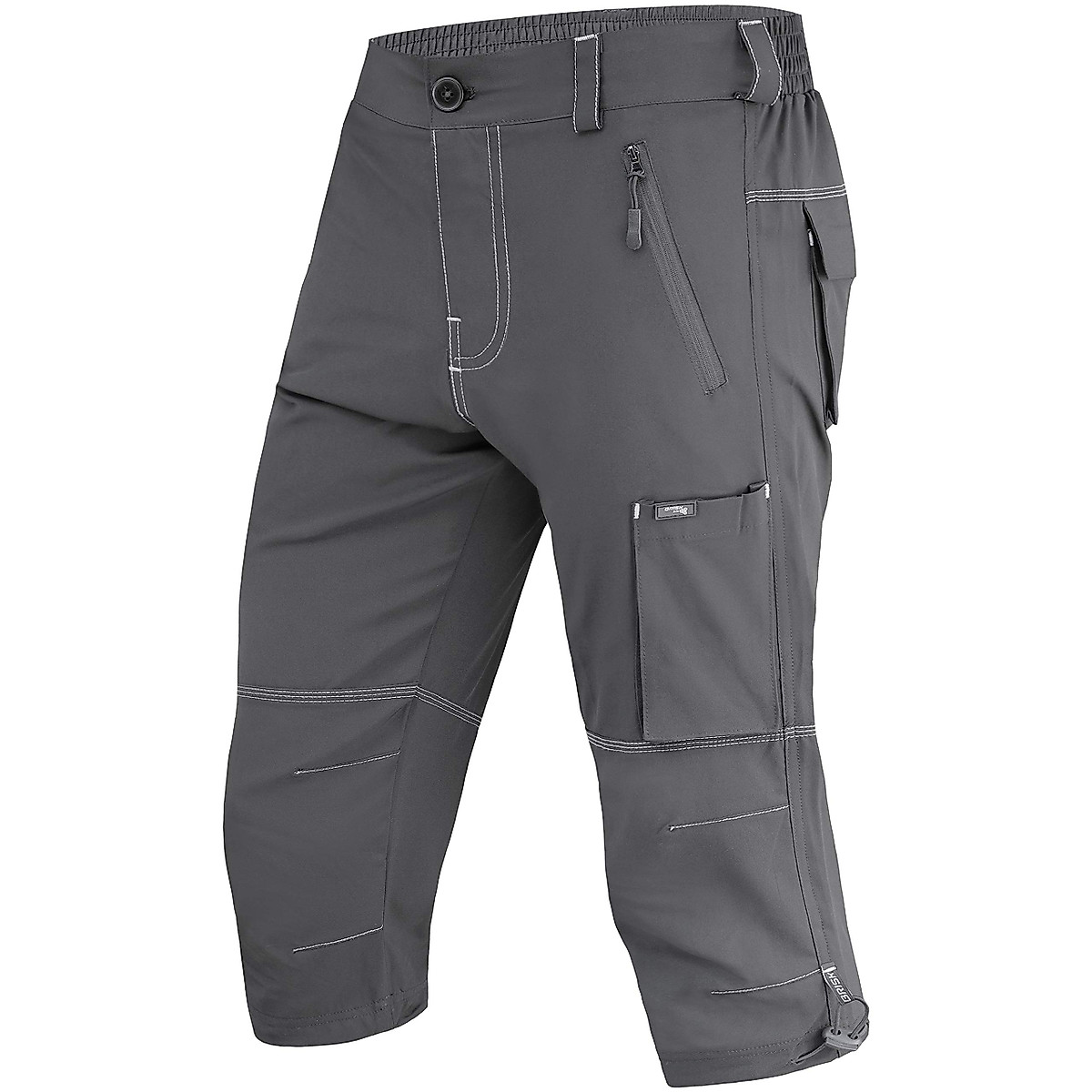 Brisk Bike 3/4 MTB Short Mountain Bike Cycling Short (Grey, M)