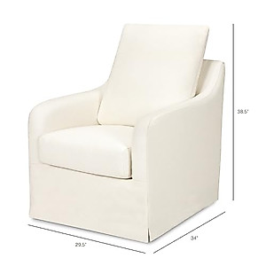 NAMESAKE Reese Slipcover Swivel Glider, Ivory Eco-Linen