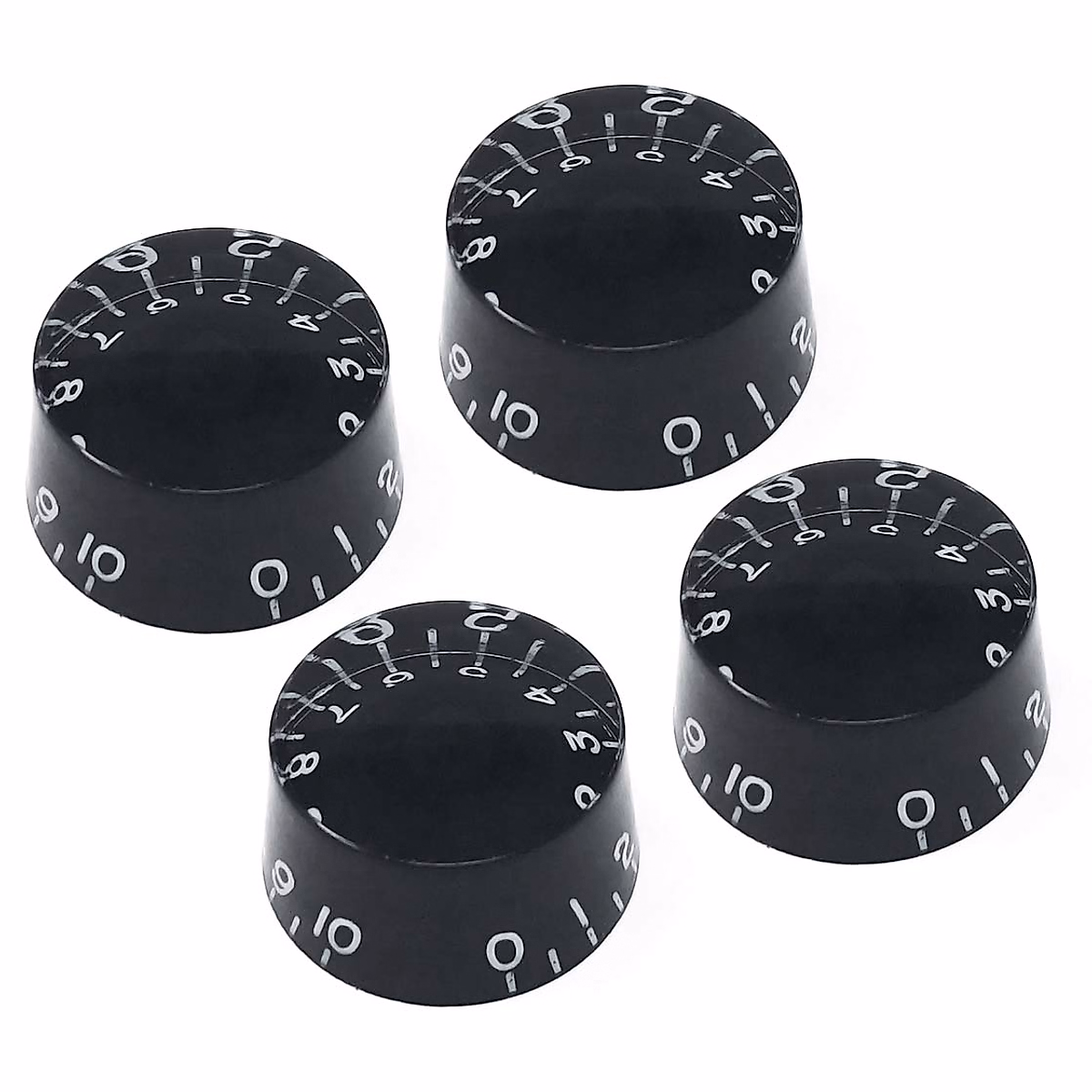 Vintage Forge Black Speed Knobs Compatible with Gibson Les Paul SG Electric Guitar (Set of 4) Fits 24 Fine-Spline USA (Imperial) Split Shaft Pots Recessed RS24US-BLK4