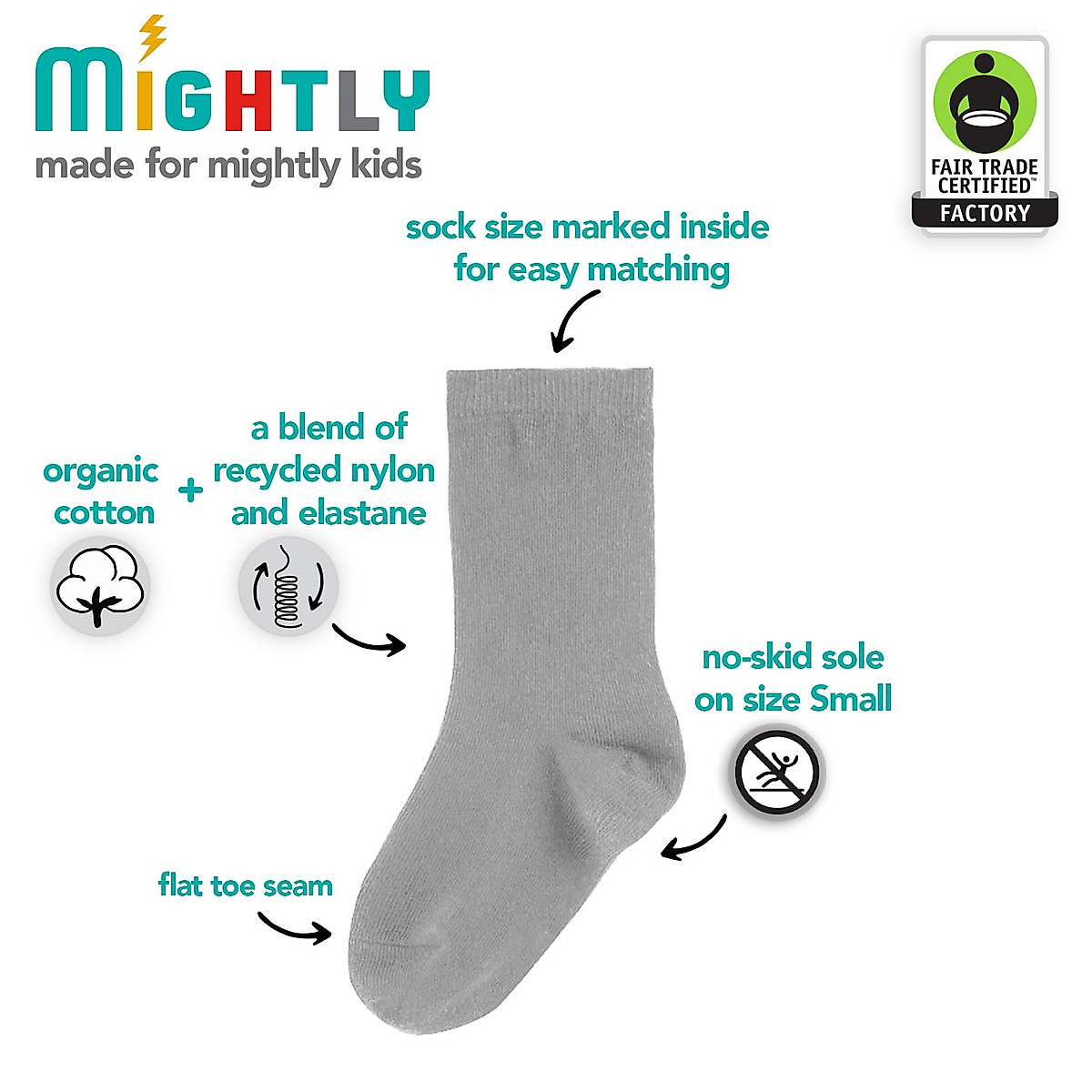 Mightly Boys' Crew Socks | Organic Cotton Certified Multi-Pack Toddler and Kids Sock Set, Mightly Stripes, Small (10-11)