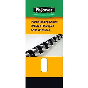 Fellowes Plastic Comb Bindings, 3/8 inch Diameter, 55 Sheet Capacity, Black, 100 Combs/Pack