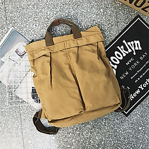 CBDAO Women's canvas handbag Men's and women's large capacity leisure backpack Men's and women's leisure backpack (Khaki,One Size)