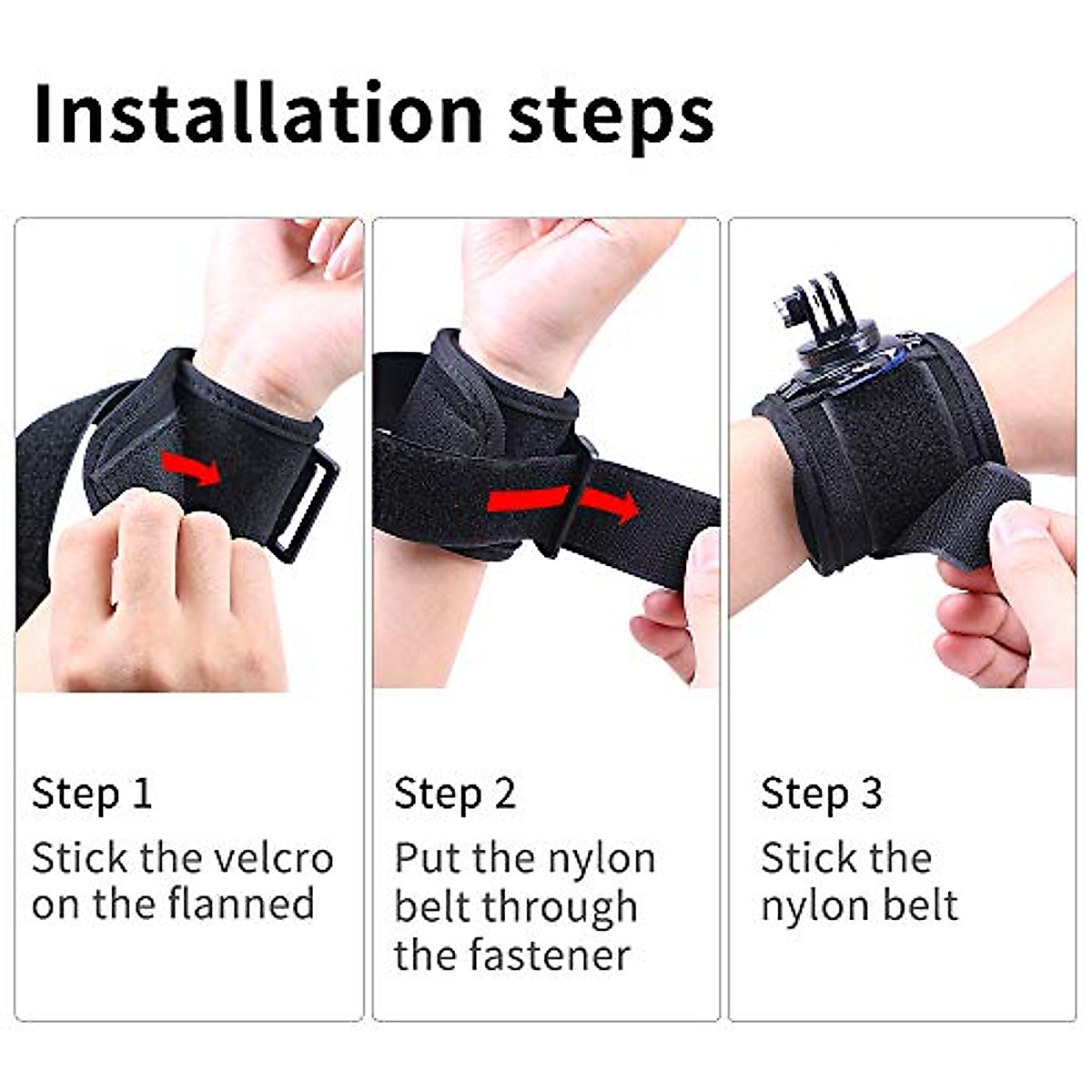 SKEZN 360 Degree Rotating Arm Mount Strap Wrist Strap Mount Compatible with go pro Hero 98765 Black,Wrist Strap Band Holder Cycling Mount for DJI Osmo Action,Xiaomi Yi and More