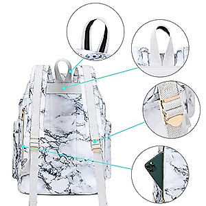 Bluboon Girls School Backpack Women College Bookbag Lady Travel Rucksack 15.6Inch Laptop Bag with Charge Port (A-Marble)