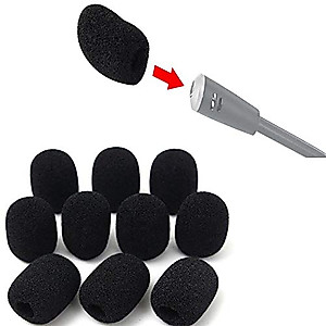 10 Pcs Mini Lapel Headset Foam Microphone Windscreens Windshied Headset Foam,Mic Sponge Foam Cover Shield (Black)