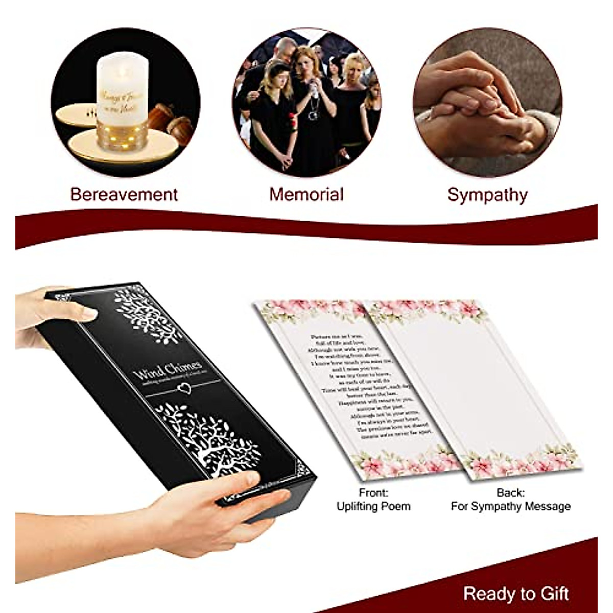 SkylaRose Memorial Wind Chimes - Sympathy Gifts, Memorial & Bereavement Gifts for Loss of Loved One Condolence Gift Remembrance & in Memory of Loved One Wind Chimes for Outside Decor, 32", Rose Gold