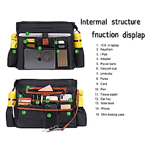 15.6 USB Laptop Tote Bag: Waterproof with 15 Pockets Large Work Bag Teacher Bag Fits 15.6 inch Laptop for women with Purse