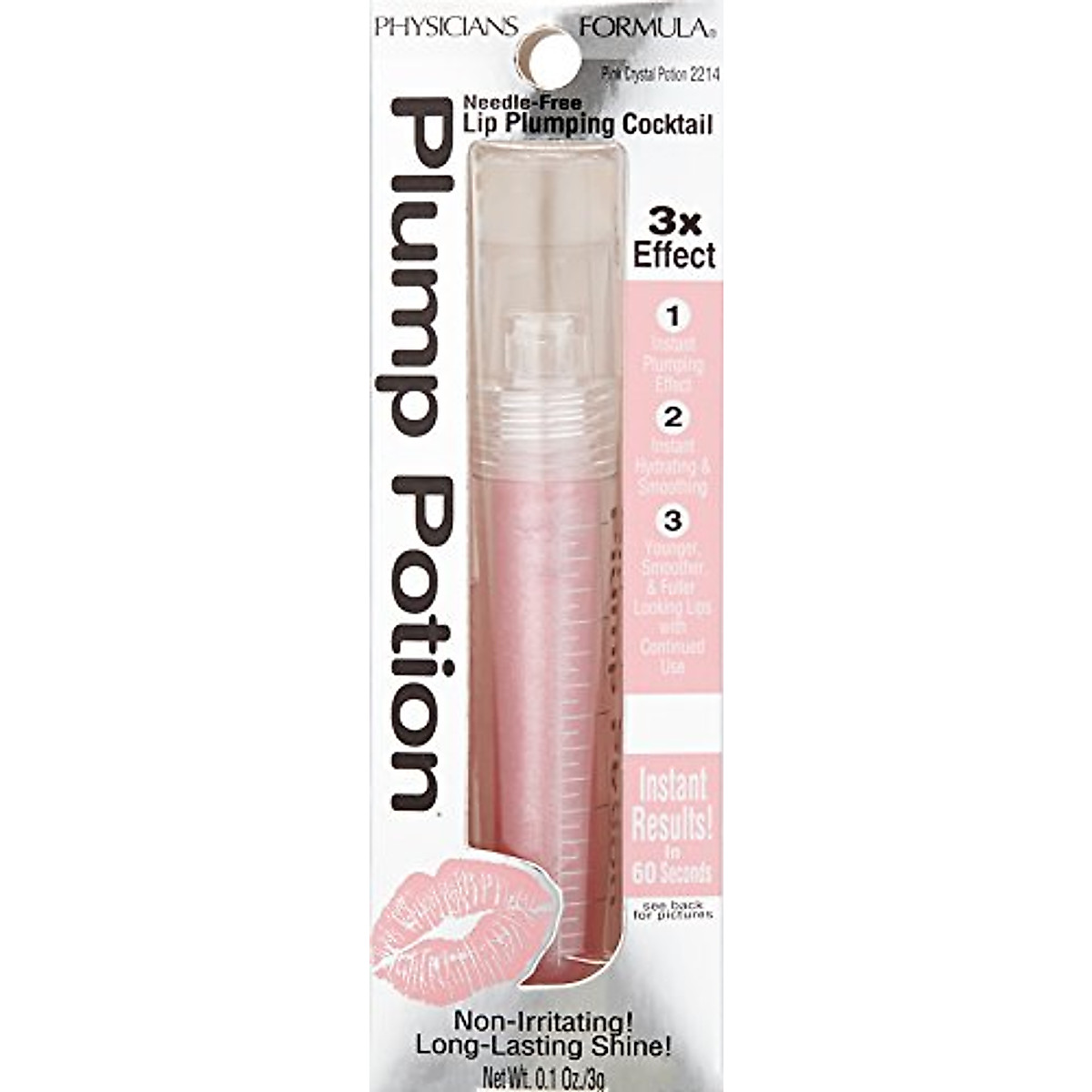 Physicians Formula Lip Plumper Gloss Formula Plump Lip Potion Needle-Free Lip Plumper Gloss Cocktail Shade Extension,Pink Crystal Potion,Lip Enhancer,Fuller Lips