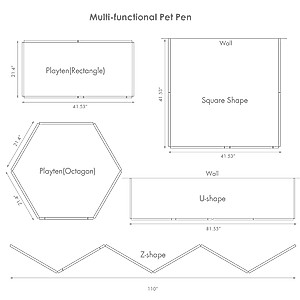 Spirich Extra Wide Dog Gates with Walk Through Door, Wooden Freestanding Pet Gate for Dog, Dog Gate for The House, Doorway, Stairs, 120" Wide Pet Puppy Safety Fence with 6 Panels (White)