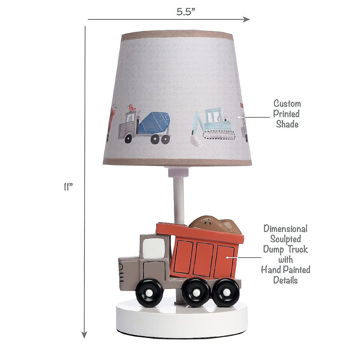 Bedtime Originals Construction Zone Truck Nursery Lamp with Shade & Bulb