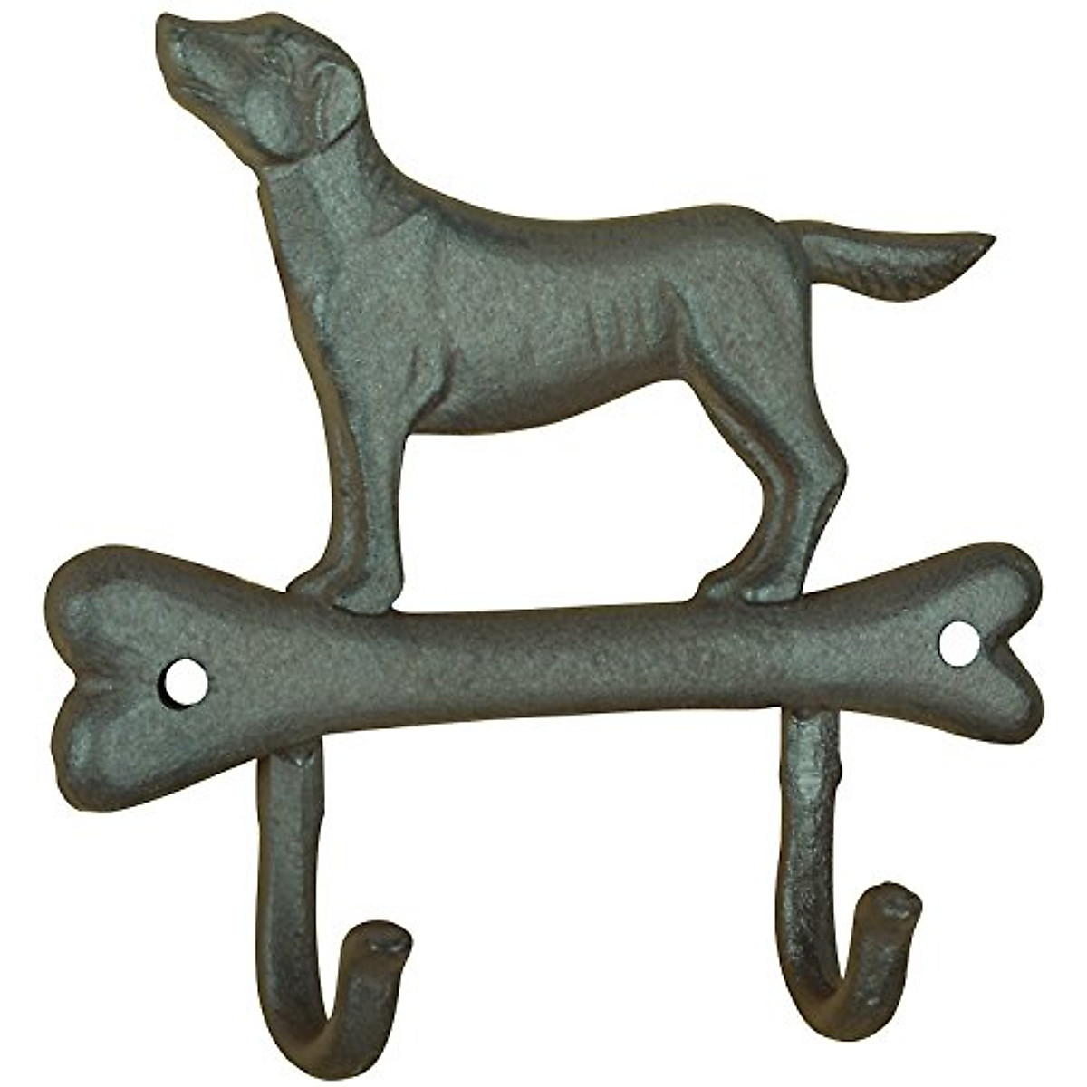 Esschert Design LH231 Series Dog on Bone Double Hook, Antique Brown
