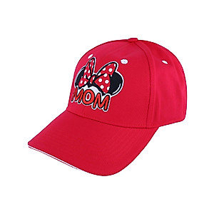 Disney Womens Minnie Mouse Mom Fan Baseball Hat (Red)