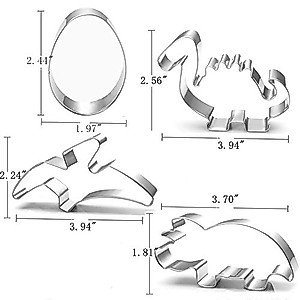 Dinosaur Cookie Cutter Set - 8 Piece - Brontosaurus Camarasaurus T-Rex Stegosaurus Triceratops Pterodactyl Baby Dinosaur and Dinosaur Eggs,Stainless Steel Cookie Fondant Molds for Birthday Party