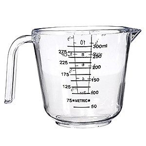 300ml Clear Plastic Measuring Baking Cups Handle Pour Spout Container