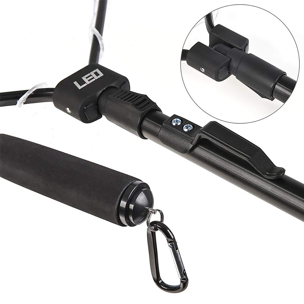 AIKENR Folding Fishing Net, Fly Fishing Landing Net Soft Rubber Safe Catch and Release, Aluminum Alloy Frame and Comfortable EVA Handle with Sturdy Carabiner