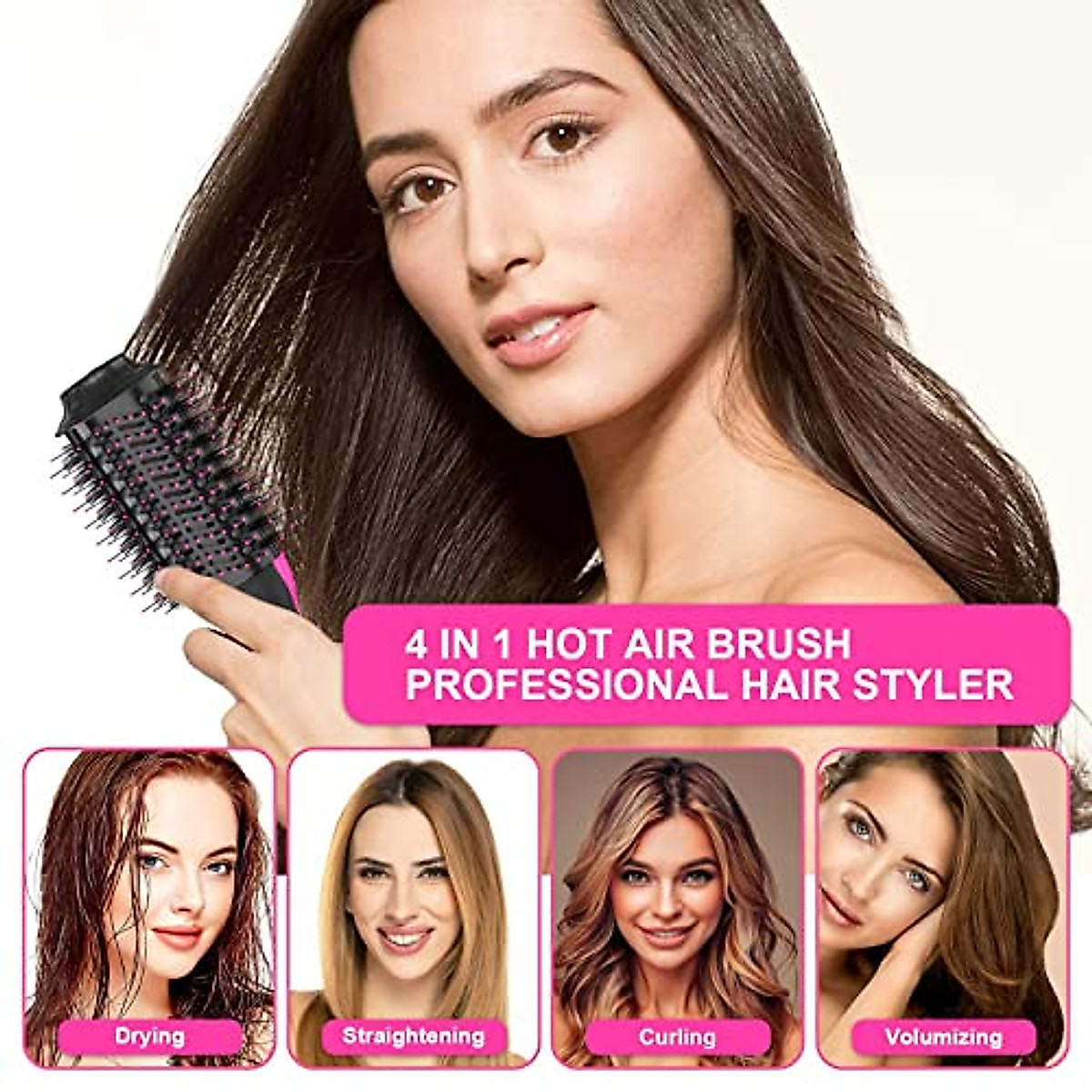 Hair Dryer Brush Blow Dryer Brush in One - Plus 2.0 One-Step Hot Air Brush - 4 in 1 HairDryer Styler and Volumizer for Drying Straightening Curling Volumizing Hair