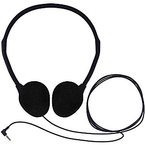 Bulk Over The Head Inexpensive Disposable Headphones Wholesale Lot Kids Individually Bagged for Schools, Libraries, Hospitals (1 Pack, Black)