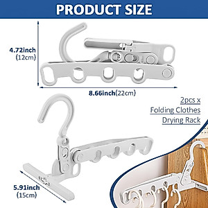 PUXING 2pcs Foldable Drying Rack Foldable Laundry Drying Rack Portable Travel Hanger with 5 Holes Travel Portable Clothes Hanger Saving Space Multi-Functional Collapsible Laundry Rack(Color:Grey)