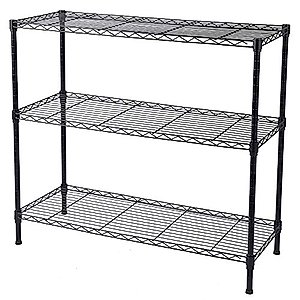 SoSo-BanTian1989 Metal Standing Shelf Units, 36" W x 14" D x 32" H Expandable/Adjustable Steel Wire Shelving Large Storage Rack Organizer (3-Tiers, Black)
