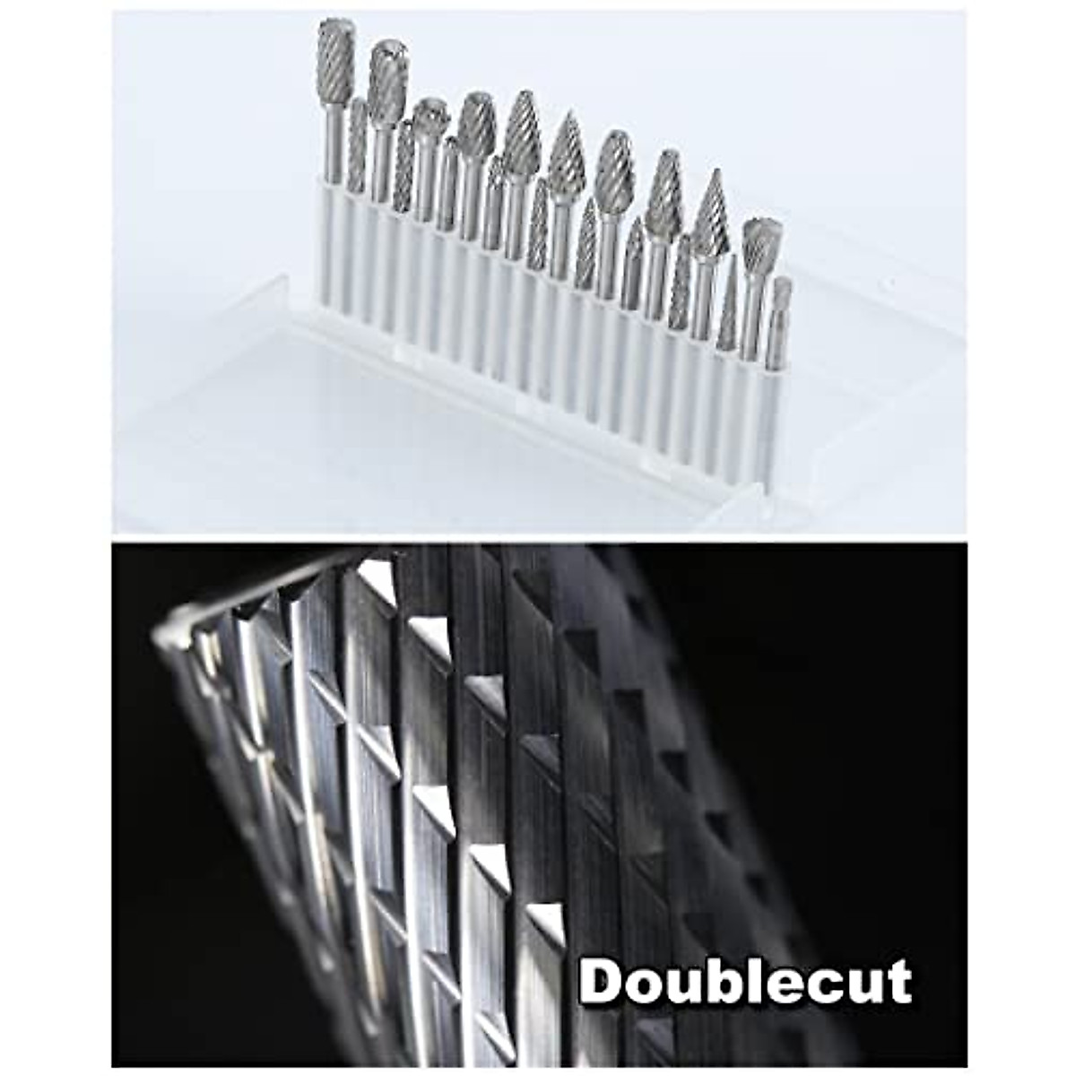 Mars-Rock Carbide Burr Set Compatible with Dremel 1/8" Shank 20PCS Die Grinder Rotary Tool Rasp Wood Carving Bits Accessories Attachments Metal Grinding Engraving Cutting Trimming Porting Double Cut