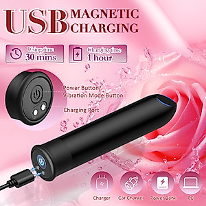 Bullet Vibrator with Angled Tip for Precision Clitoral Stimulation, Discreet Rechargeable Lipstick Vibe with 10 Vibration Modes Waterproof Nipple G-spot Stimulator Sex Toys for Women (Black)