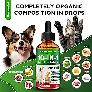 Liquid Multivitamin for Dogs | Dog Multivitamin Liquid | Multivitamin for Cats | Multivitamin for Dogs | Cat Multivitamin 10-in-1 | Cat Multivitamins for Indoor Cats | 2 Oz