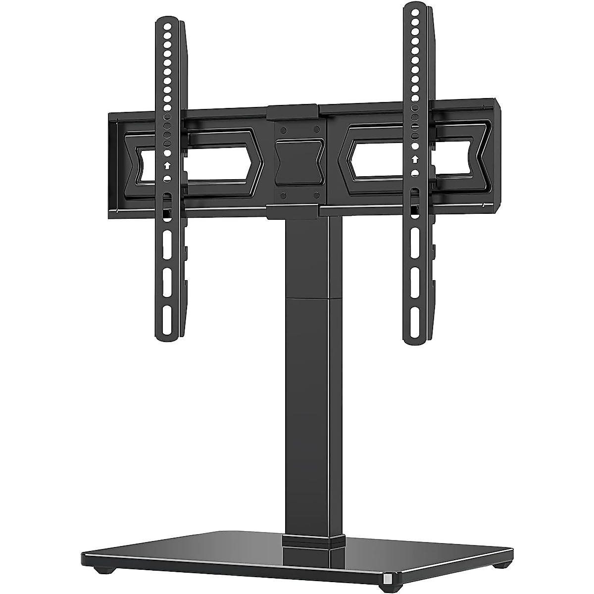 Universal TV Stand, Swivel TV Stand Base Fits Most 37 to 70 Inch LCD LED Screens, 9 Levels Height Adjustable Table Top TV Stand with Tempered Glass Base, Holds up to 88lbs, Max VESA 600x400mm