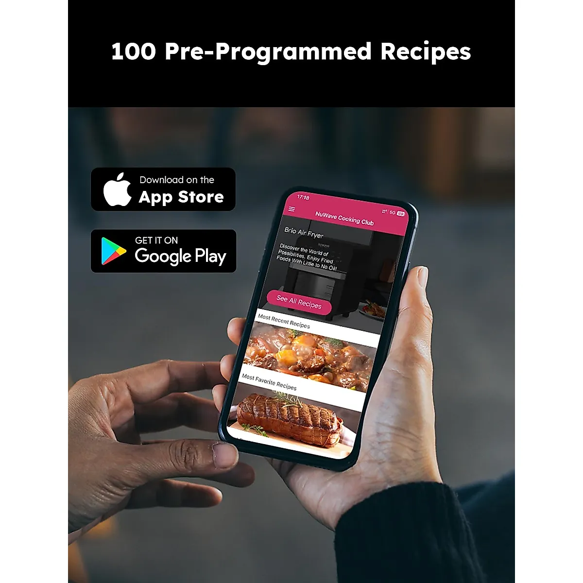 Nuwave Brio Air Fryer Smart Oven, 15.5-Qt X-Large Family Size, Countertop Convection Rotisserie Grill Combo, SS Rotisserie Basket & Skewer Kit, Reversible Ultra Non-Stick Grill Griddle Plate Included