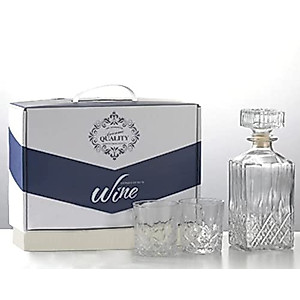 Hibekol Whiskey Decanter Set with 2 Glasses - Whiskey Decanter Glasses Set for Men - Birthday Gifts Groomsmen Gifts - Liquor Scotch Bourbon Vodka and Wine