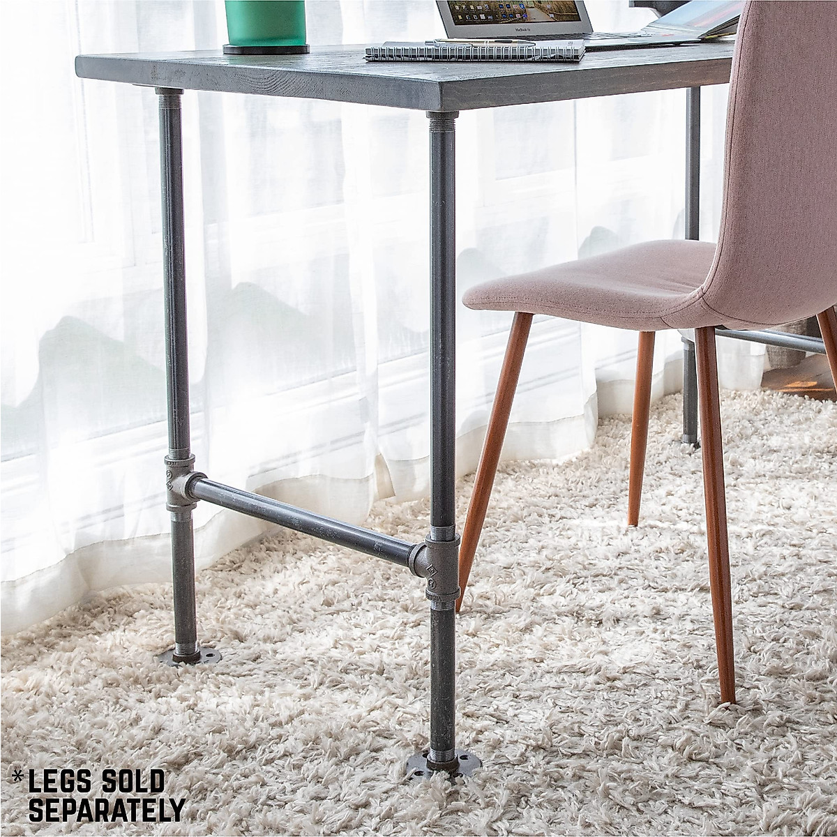 Restore by Pipe DÉCOR Solid Wood Office Desk Top, Reclaimed Ponderosa Pine Wood in Riverstone Grey, 48 in. x 24 in. x 1.25 in.