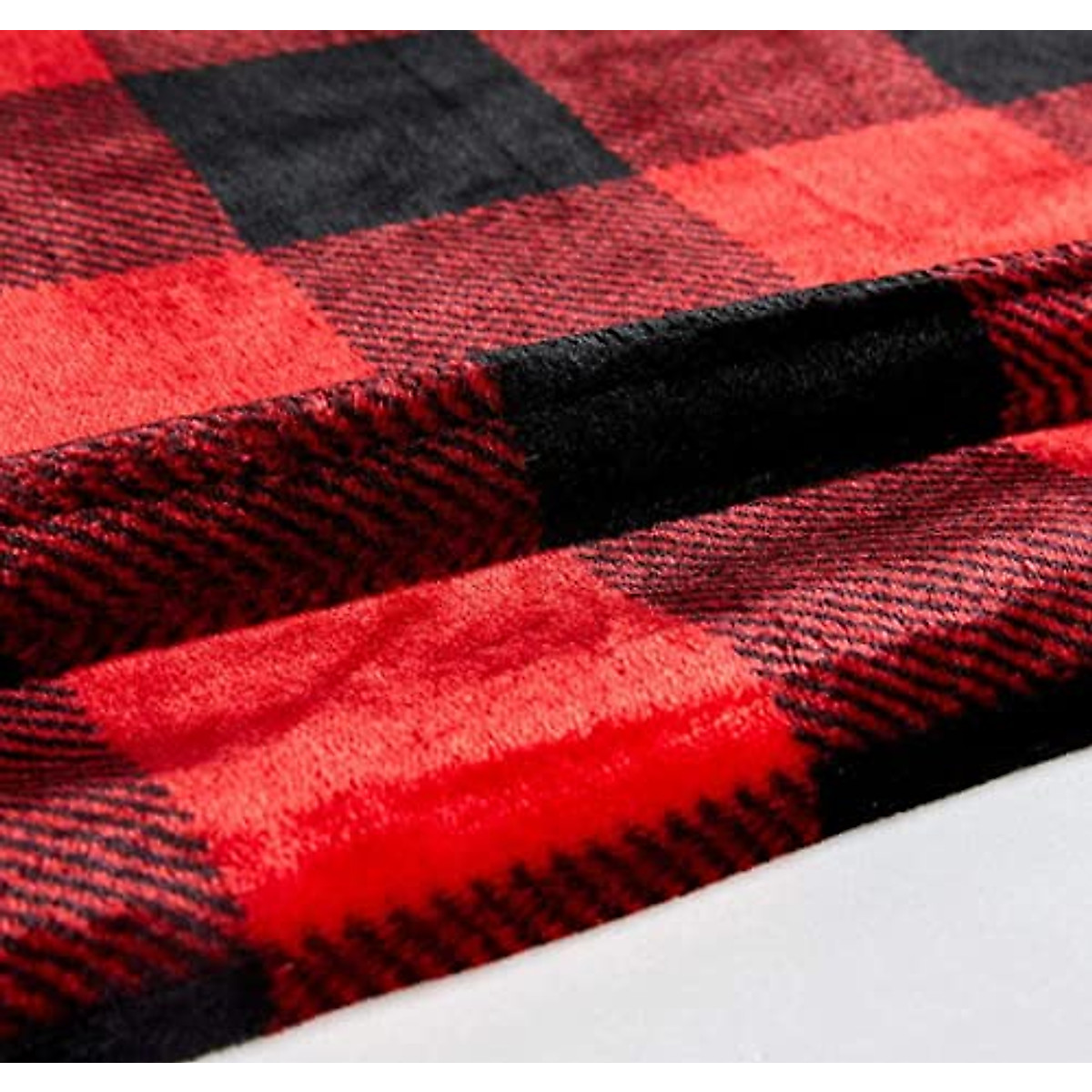 Premium Plaid Sherpa Fleece Throw Blanket | Super Soft, Cozy, Plush, Lightweight Microfiber, Reversible Throw for Couch, Sofa, Bed, All Season (50 X 60 Inches Red)