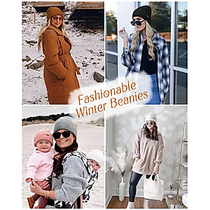 Camptrace Beanie Hat for Women Men Slouchy Beanies Womens Winter Hats Knit Cuffed Warm Ski Caps Black